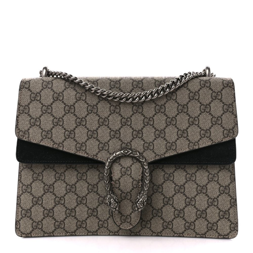 Authentic Gucci Monogram Canvas & Black Suede Shoulde… - Gem
